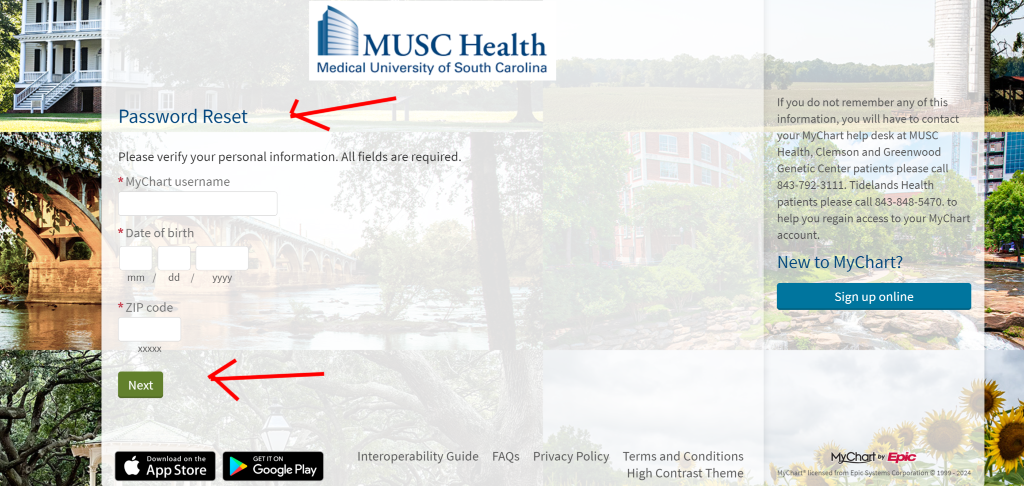 Forgot Password? - MUSC MyChart