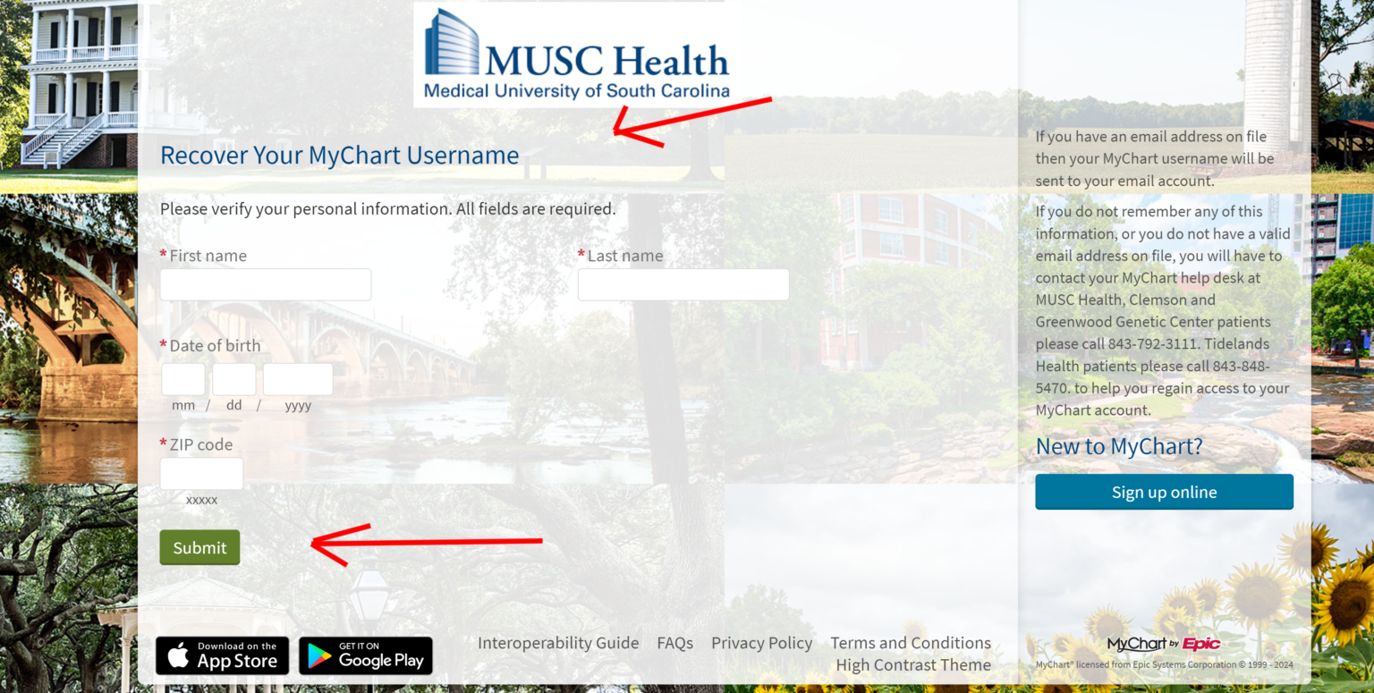 Forgot Username? - MUSC MyChart