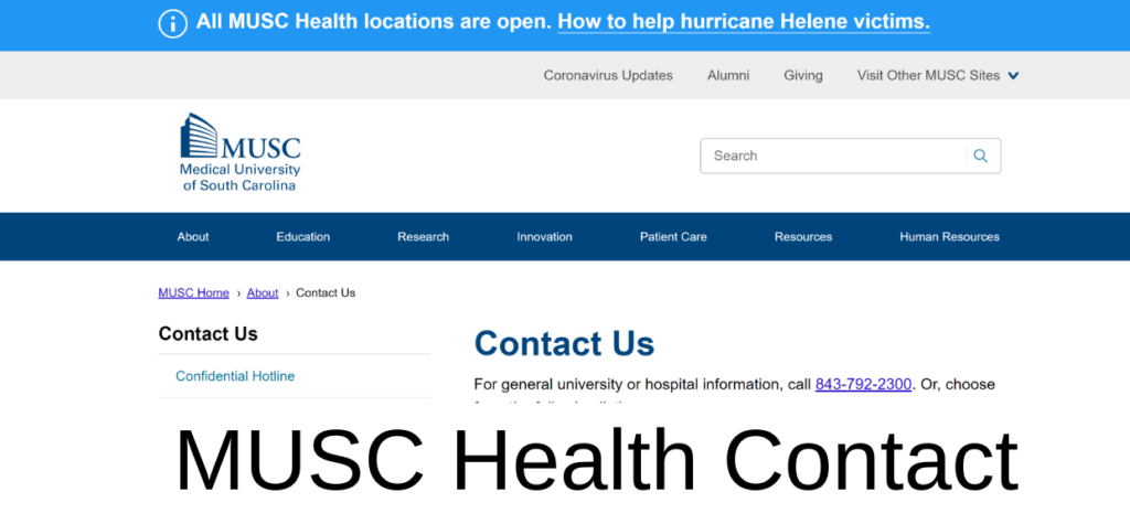 Contact MUSC Health - MUSC MyChart